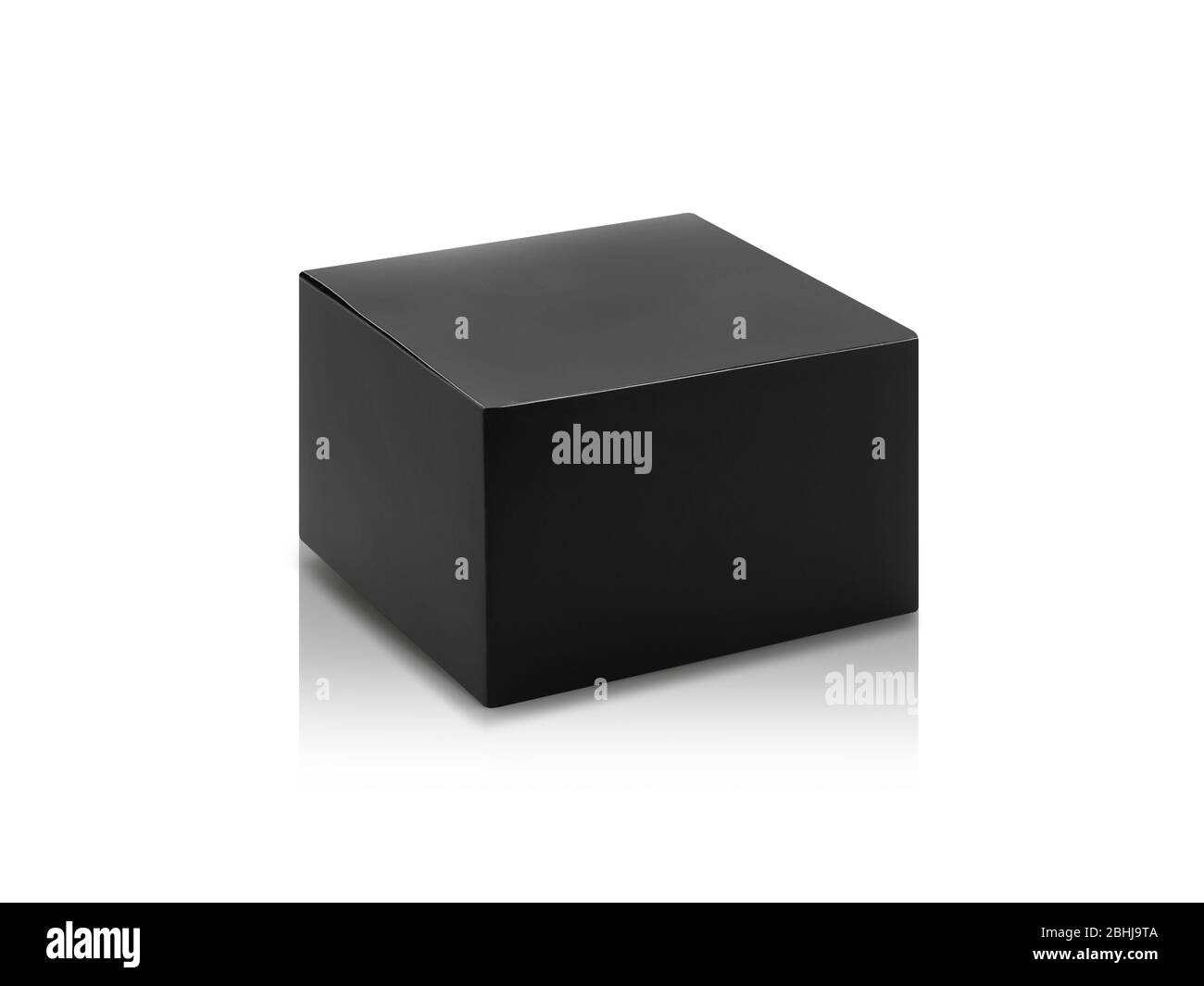 Black box product packaging in side view isolated on white background ...