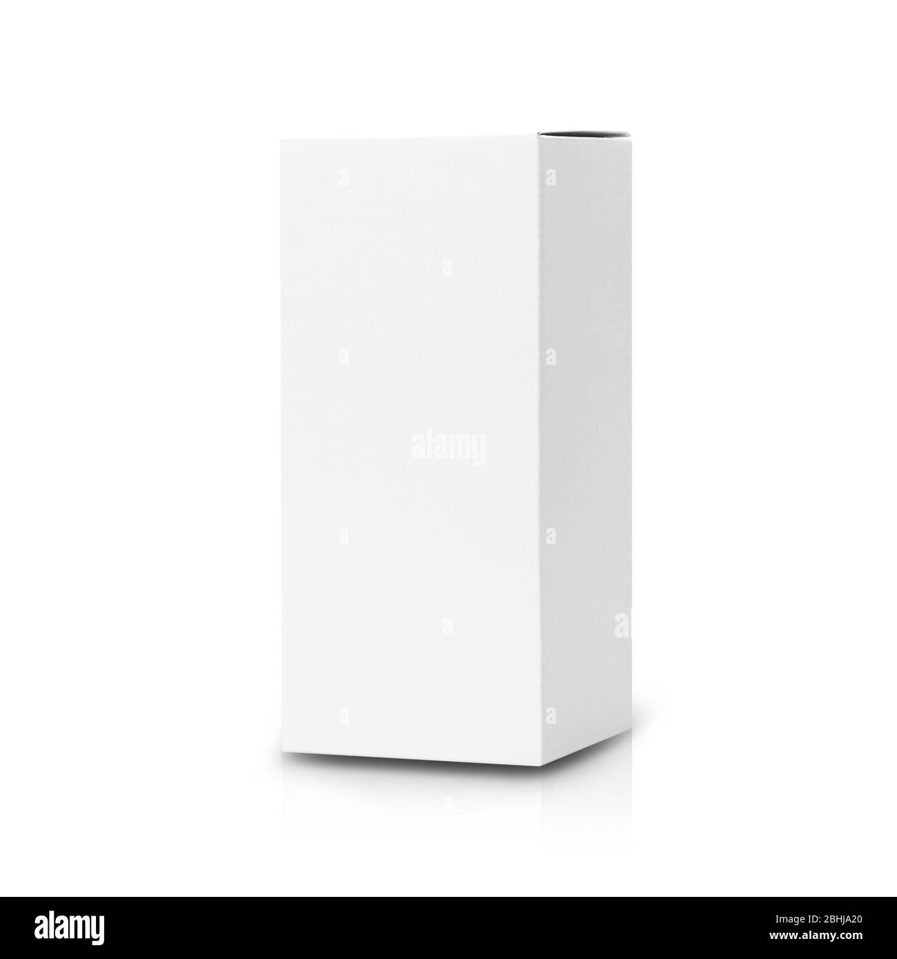 White box product tall shape packaging in front view isolated on white ...