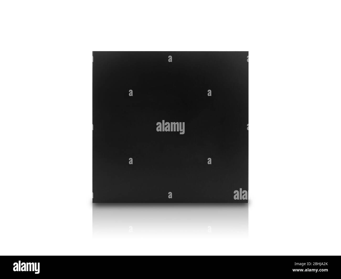 Black box product packaging in front view isolated on white background ...
