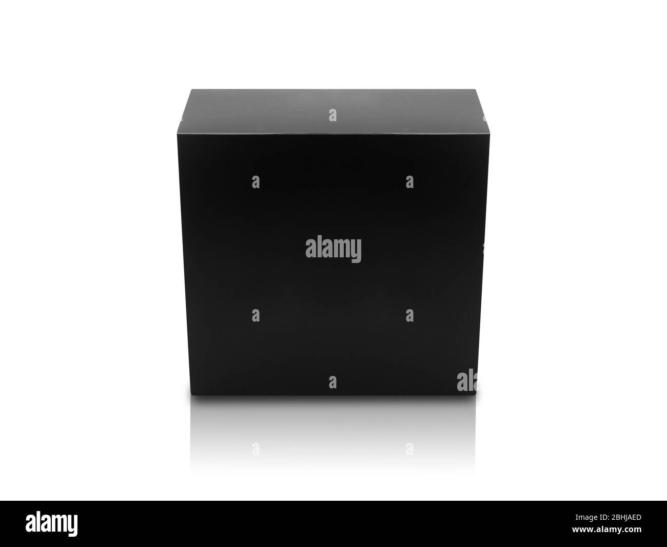 Black box product packaging in front view isolated on white background ...
