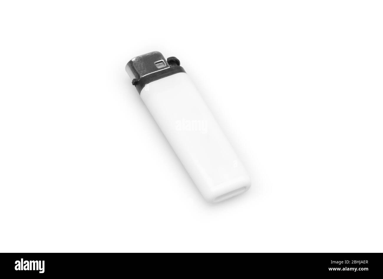 White plastic gas lighter isolated on white background with clipping ...