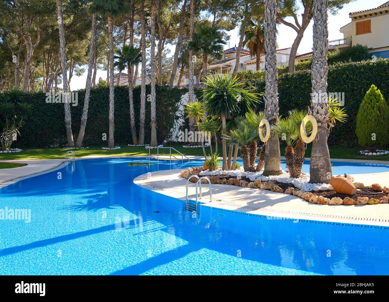 Private closed inner yard of residential summer villas with common ...