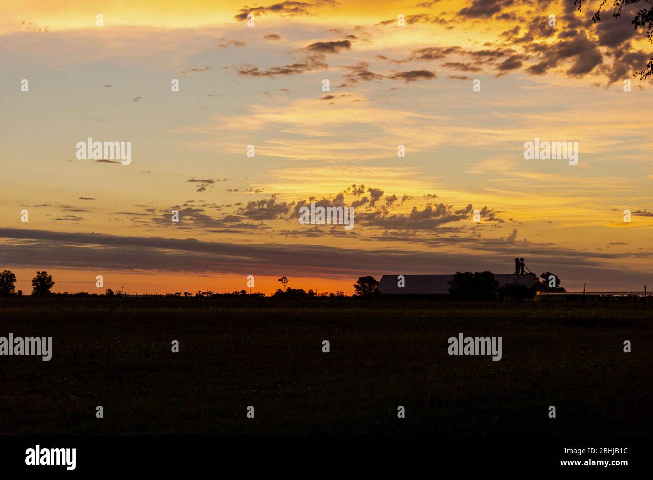 Colorful rural scene view during summer sunset in the field Stock Photo ...