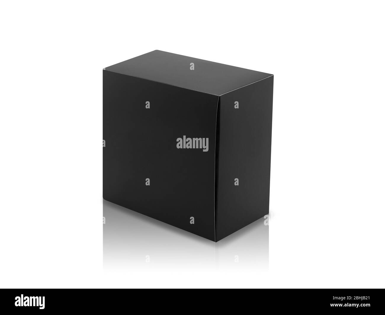 Black box product packaging in side view isolated on white background ...