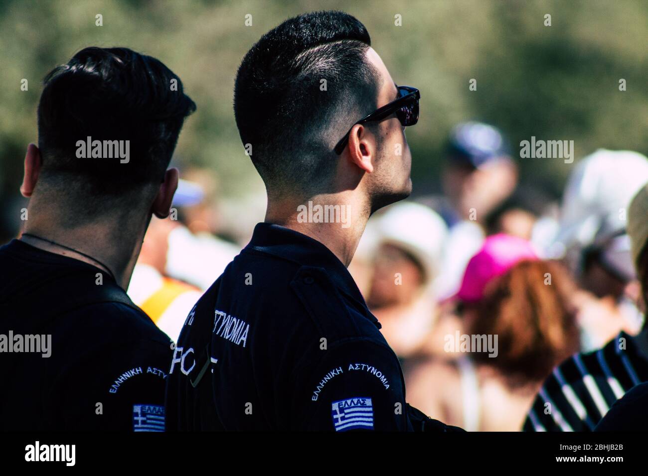 Athens Greece August 28, 2019 View of Greek police officers standing ...