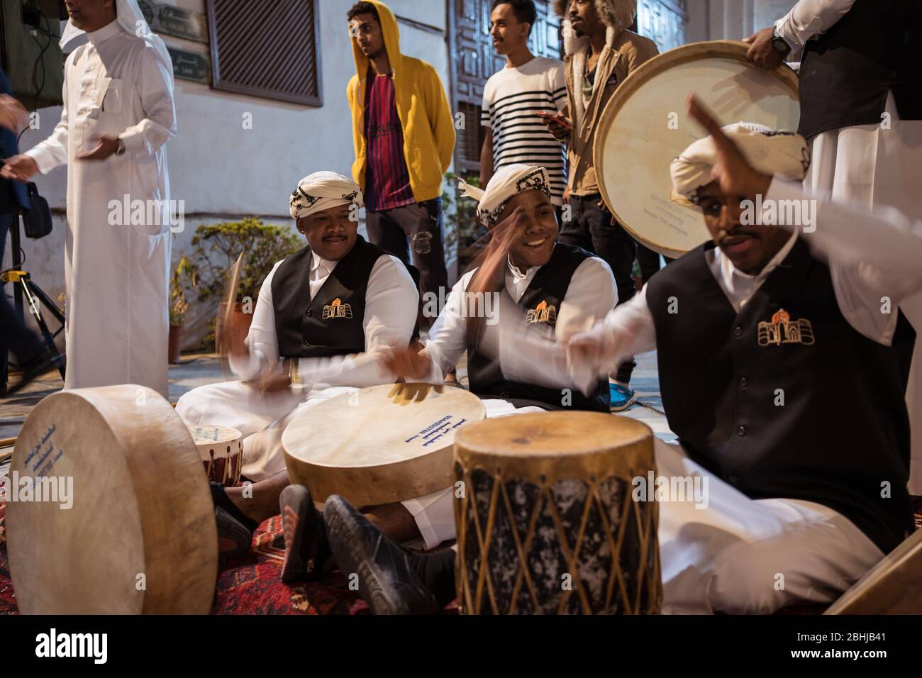 Jeddah / Saudi Arabia - January 16, 2020: arab and saudi men celebrate ...