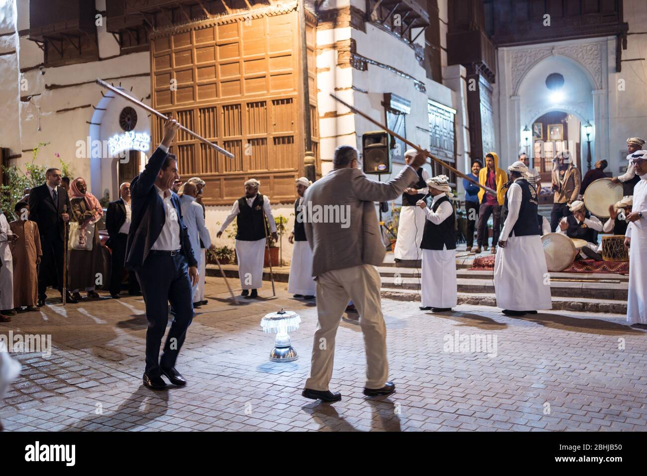 Jeddah / Saudi Arabia - January 16, 2020: arab and saudi men celebrate ...