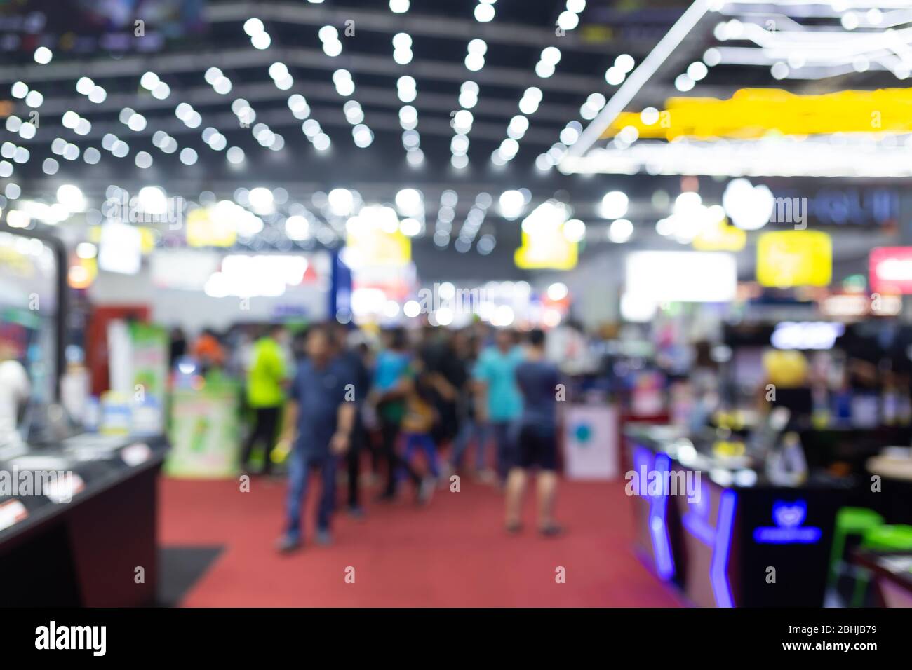 Abstract blur people in exhibition hall event computer game show ...