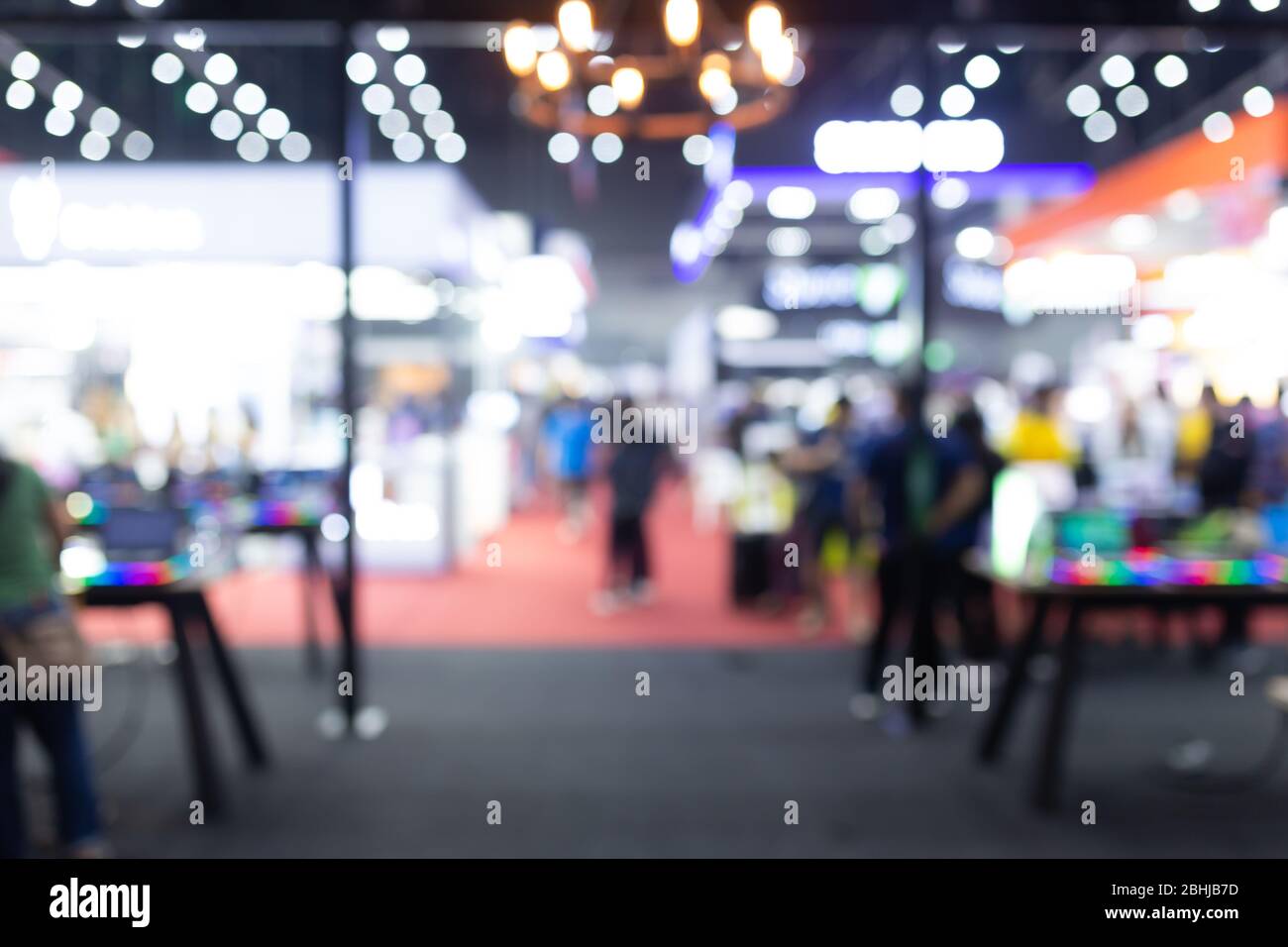 Abstract blur people in exhibition hall event trade show expo ...