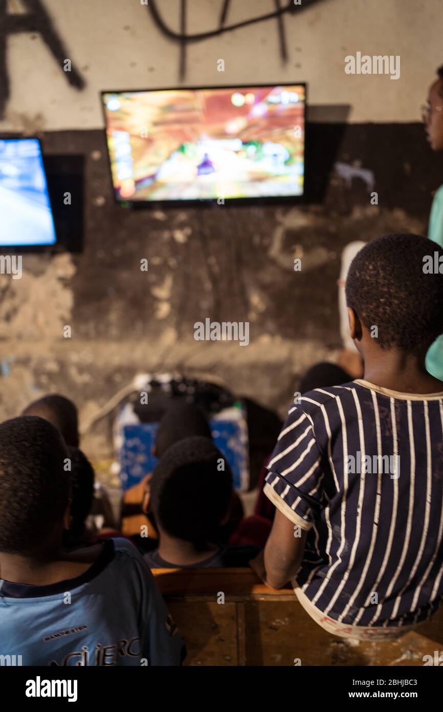 Jeddah / Saudi Arabia - January 16, 2020: group of young boys play ...