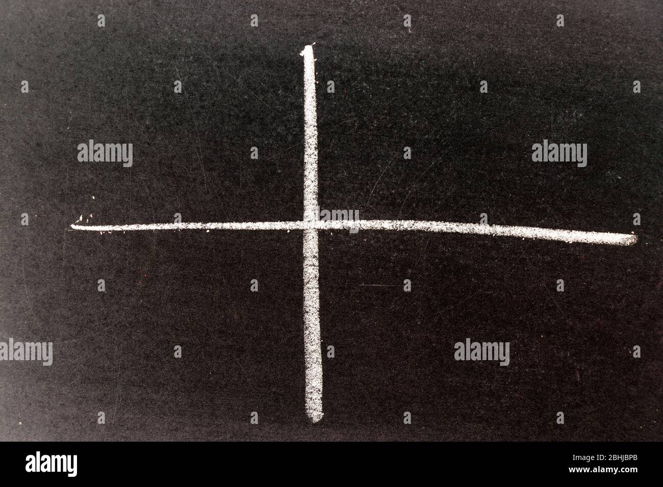 White chalk drawing in line shape that cross as graph intersection on ...