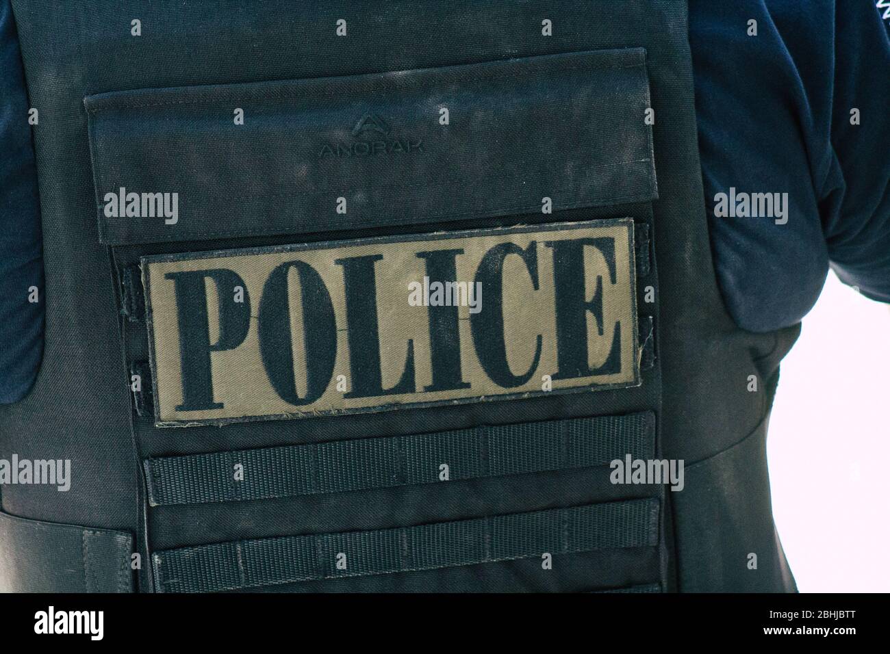 Athens Greece August 28, 2019 View of Greek police officers standing ...