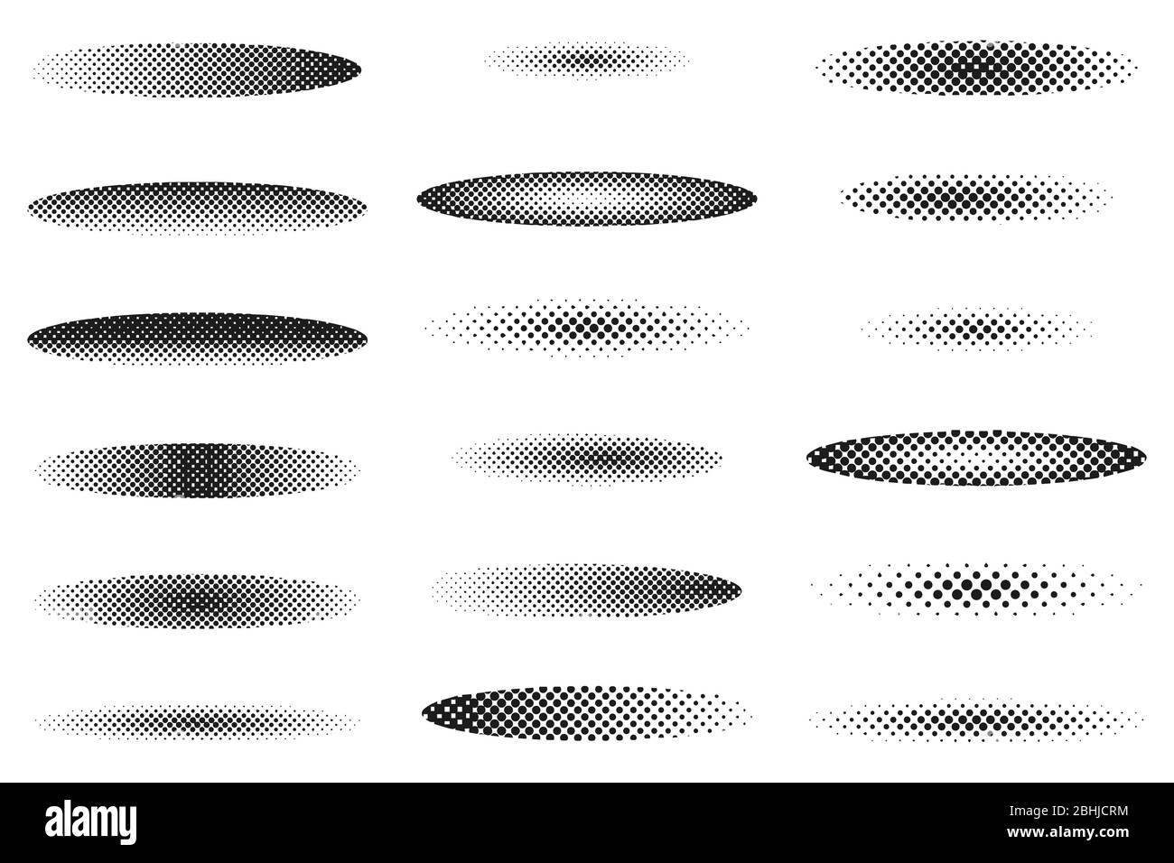 Halftone effect design elements. Black halftone effects shapes. Set of ...