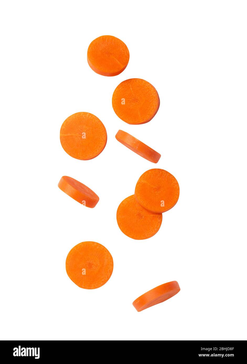 Falling carrot slice isolated on white background with clipping path ...