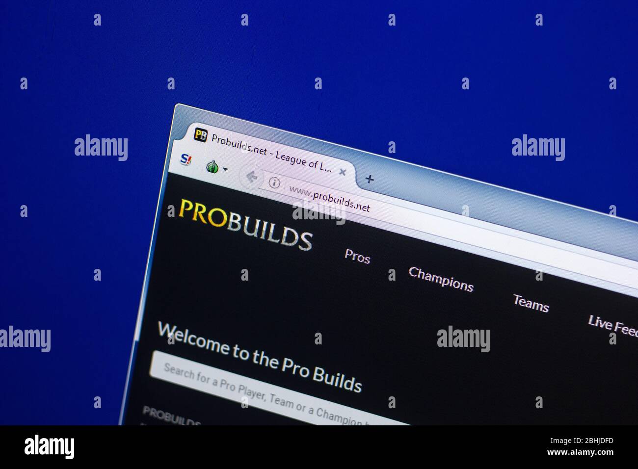 Ryazan, Russia - April 29, 2018: Homepage of Probuilds website on the display of PC, url ...