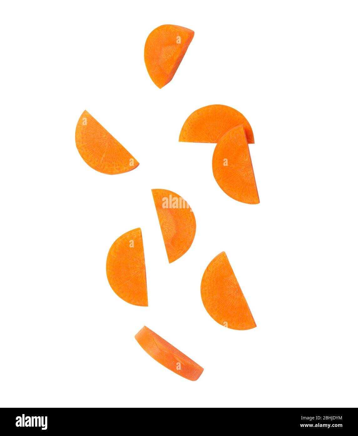 Falling carrot slice isolated on white background with clipping path ...