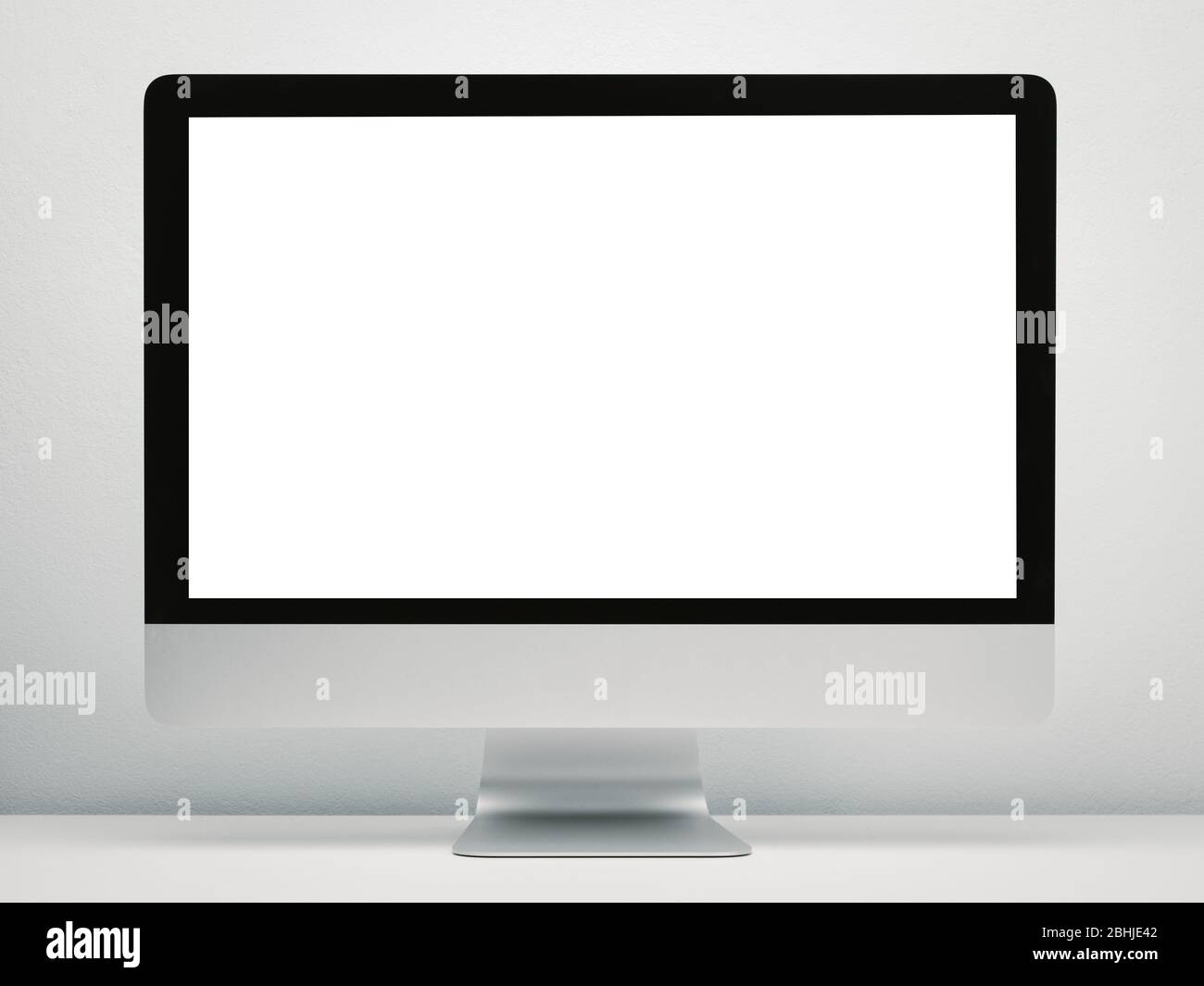 Blank screen computer display for mockup in office interior, Work desk Stock Photo - Alamy