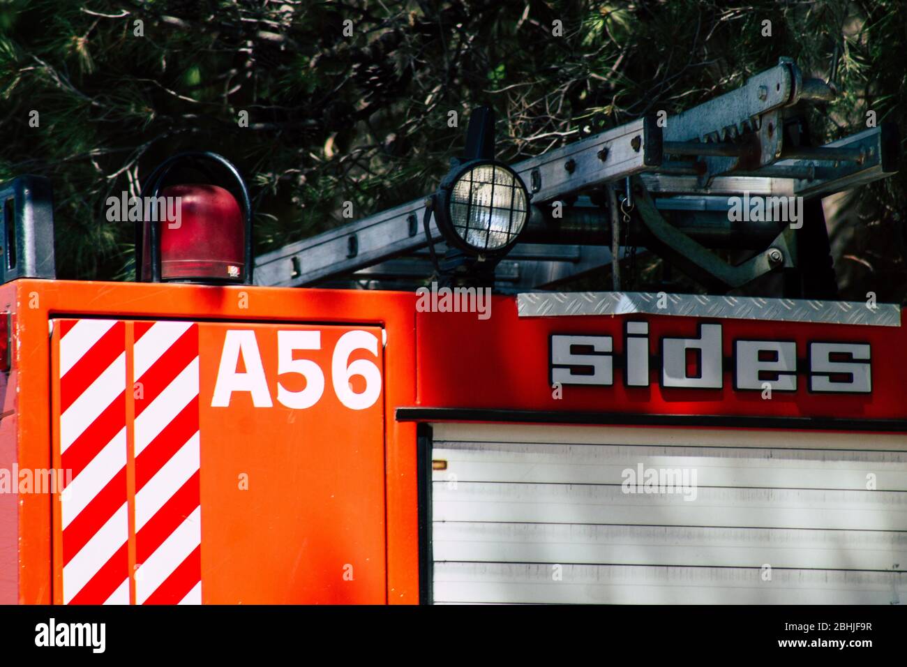 Athens Greece August 28, 2019 View of traditional Greek fire engine ...