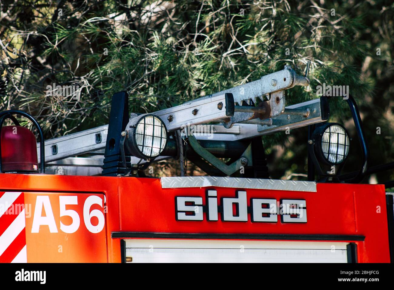 Athens Greece August 28, 2019 View of traditional Greek fire engine ...