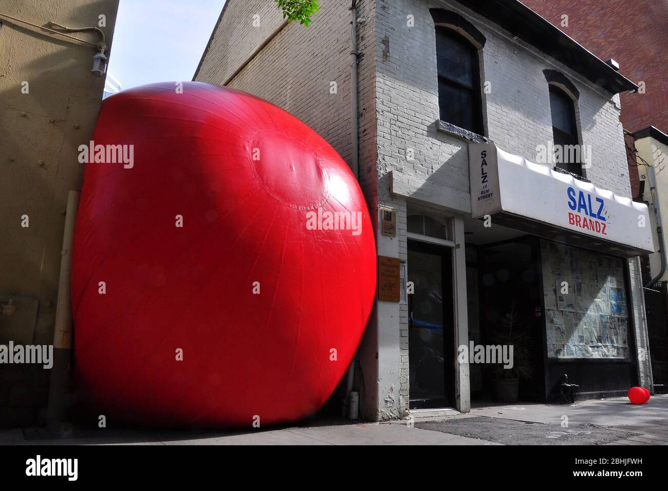 Toronto, Ontario, Canada - 06/12/2009: A huge red ball is installed as ...