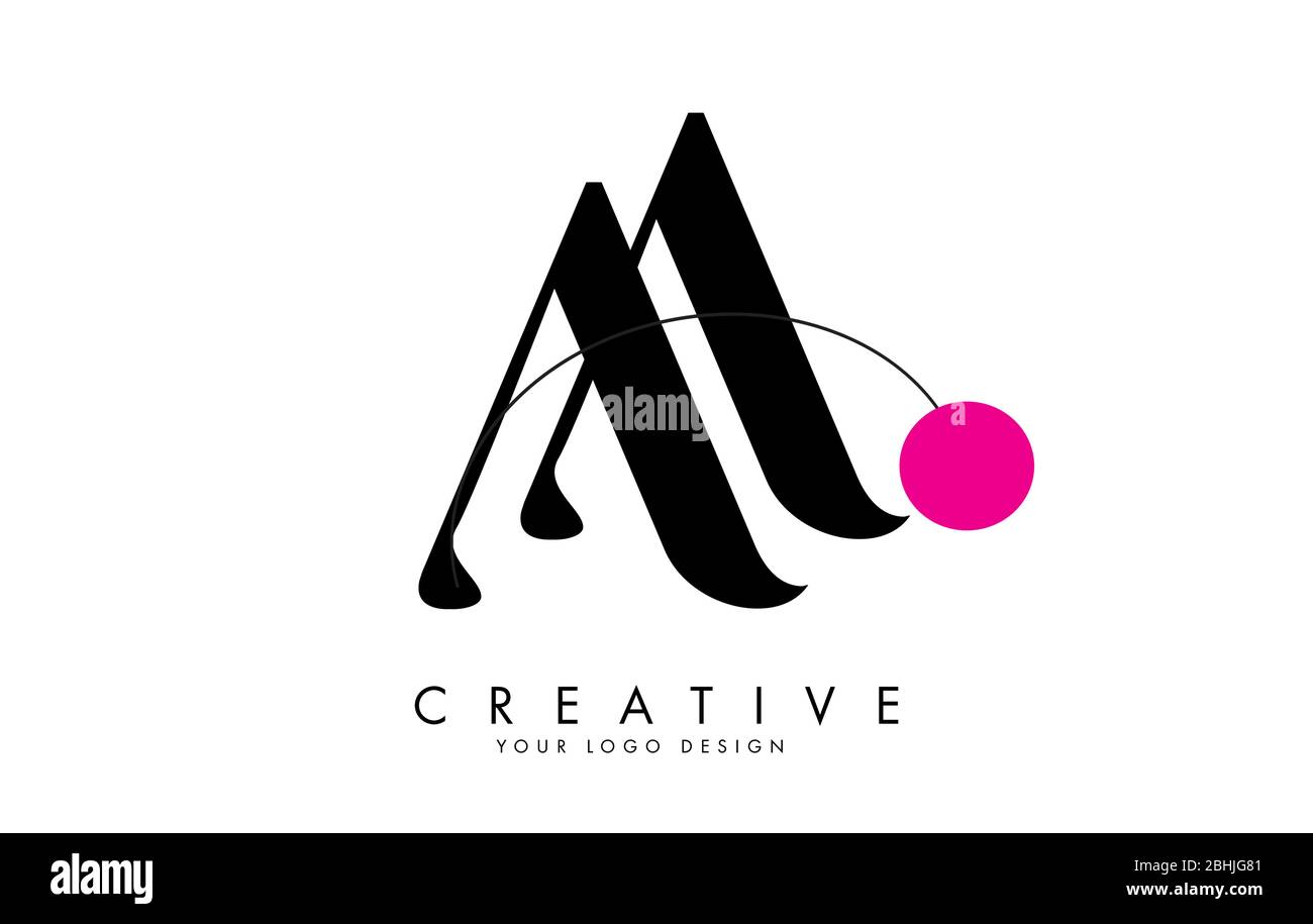 Handwrriten Double AA letter logo design with a pink dot. Vector ...