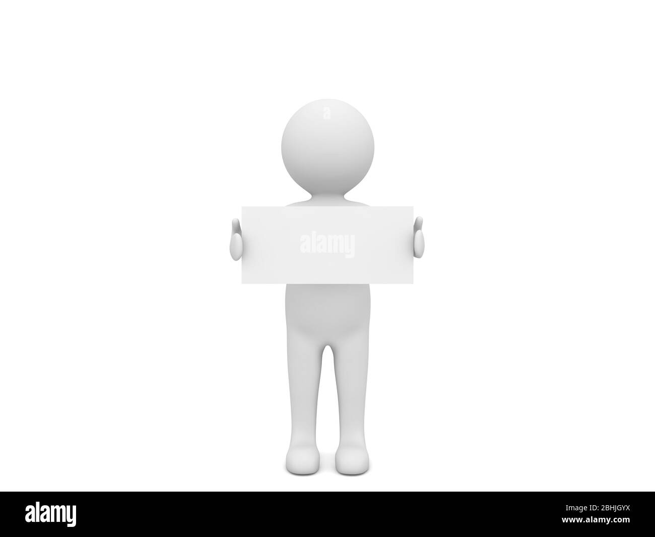 3d character holding an advertising banner. 3d render illustration ...