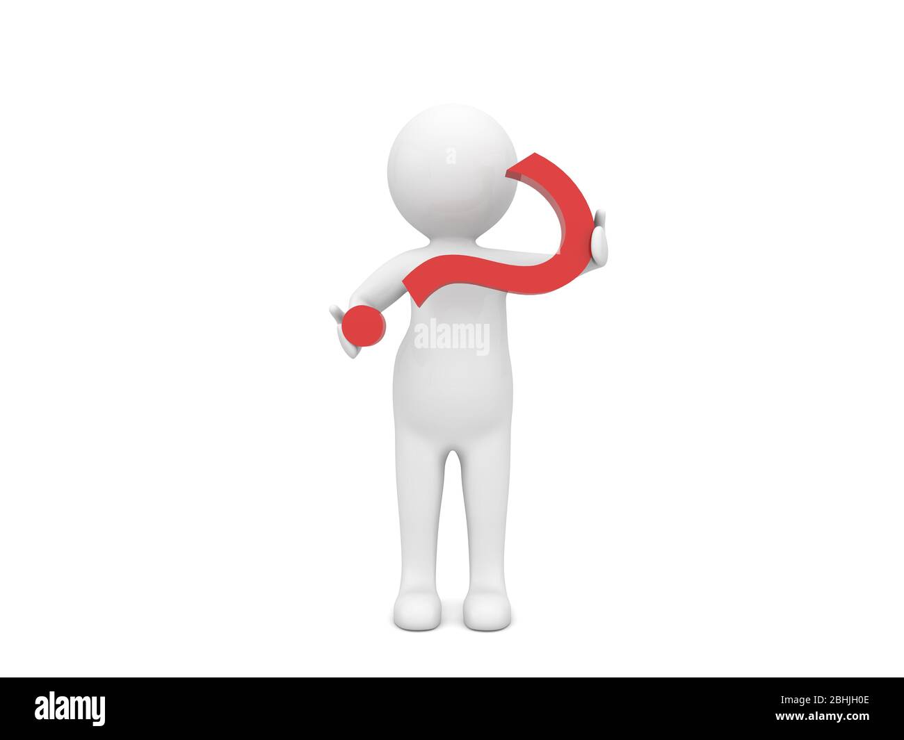 3d character with a question mark on a white background. 3d render ...