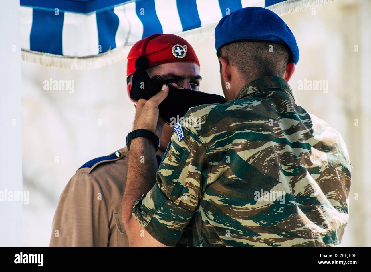 Athens Greece August 28, 2019 View of Greek soldier standing at the ...