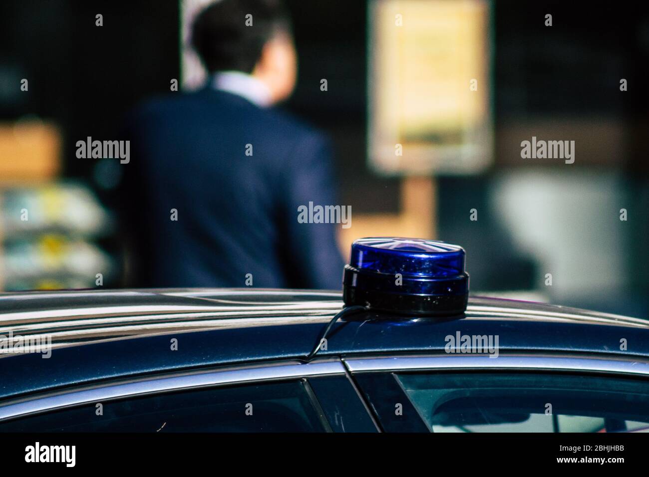 Athens Greece August 28, 2019 View of a Greek police car parked front ...