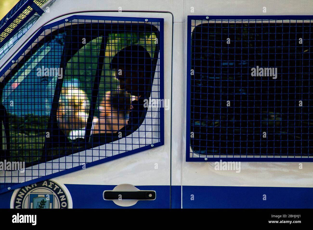 Athens Greece August 28, 2019 View of a Greek police car parked front ...