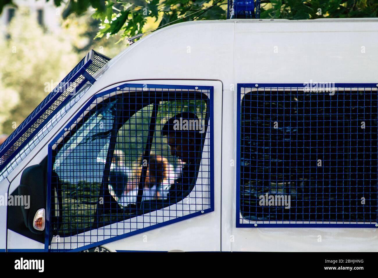 Athens Greece August 28, 2019 View of a Greek police car parked front ...