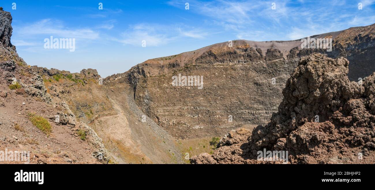 NAPLES, ITALY - AUGUST 2019: Panoramic view of the crater of Mount ...