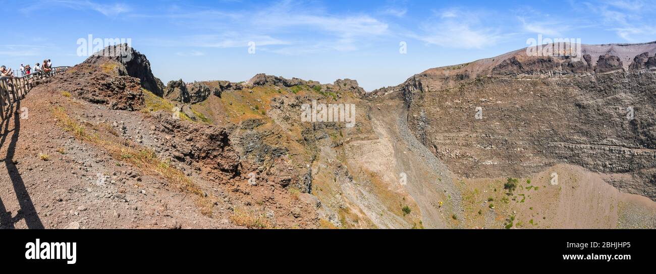 Panoramic view of the crater of Mount Vesuvius on the outskirts of ...