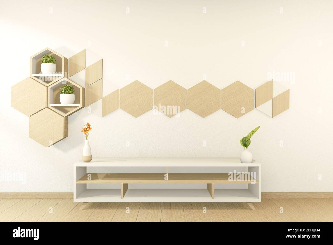 Tropical style - japanese room interior - minimal design. 3d rendering ...
