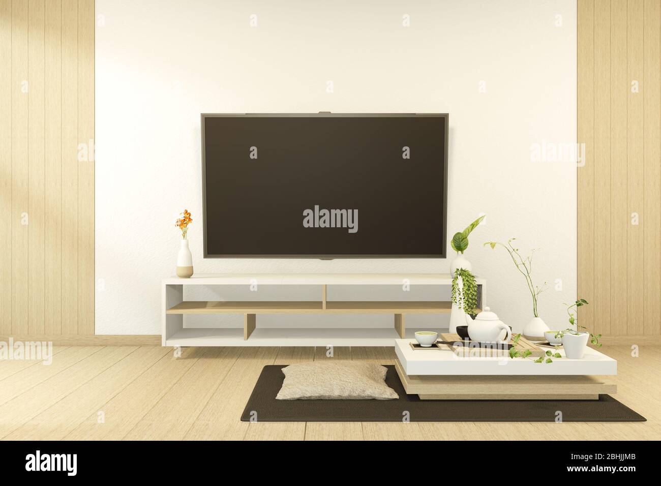 Tv cabinet in tropical mint room Japanese - zen style,minimal designs ...