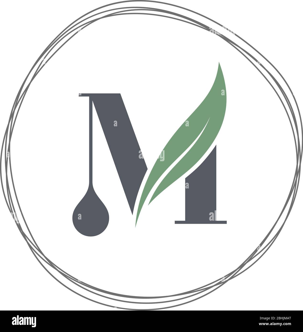M letter icon logo design with abstract circle swoosh leaf. Creative ...