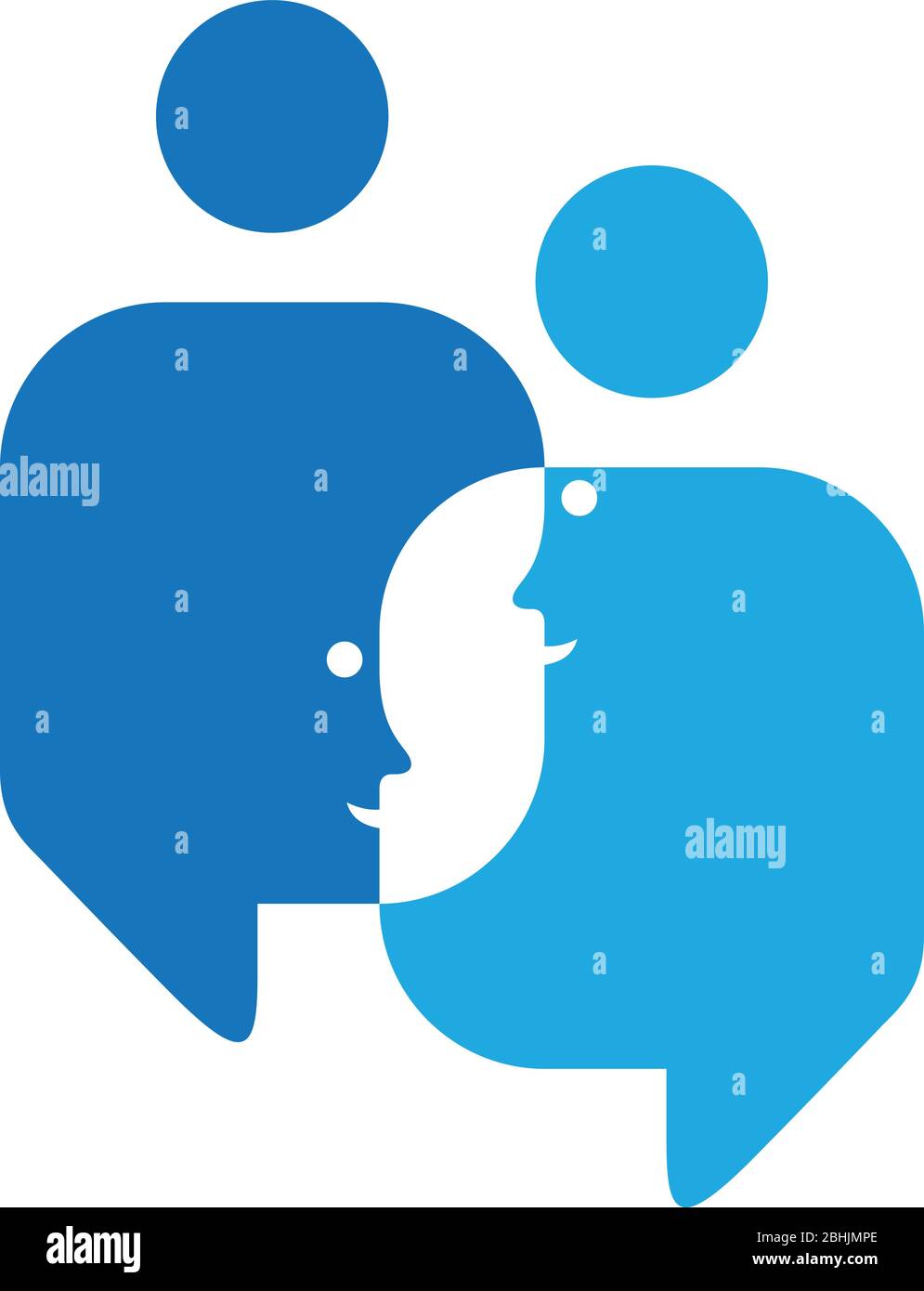 Speech bubbles in blue color shaped face people talking. Best design ...
