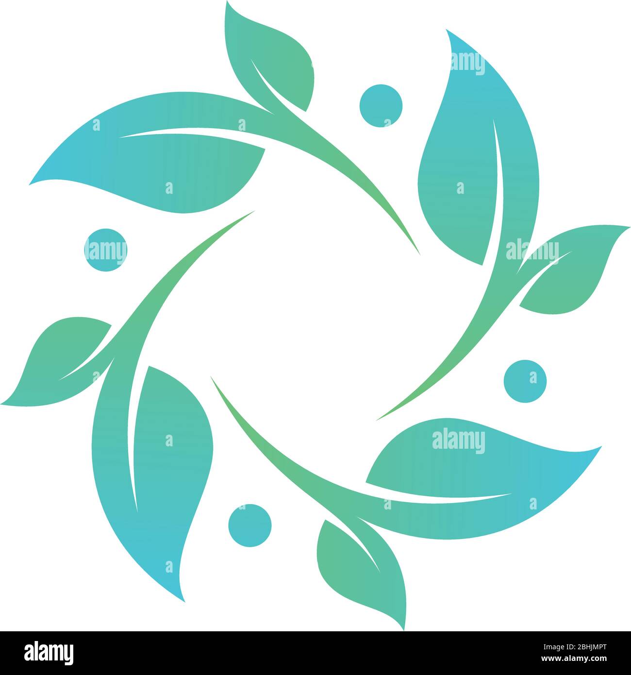 Circular leaf technology symbol on the white background. Unique leaf ...