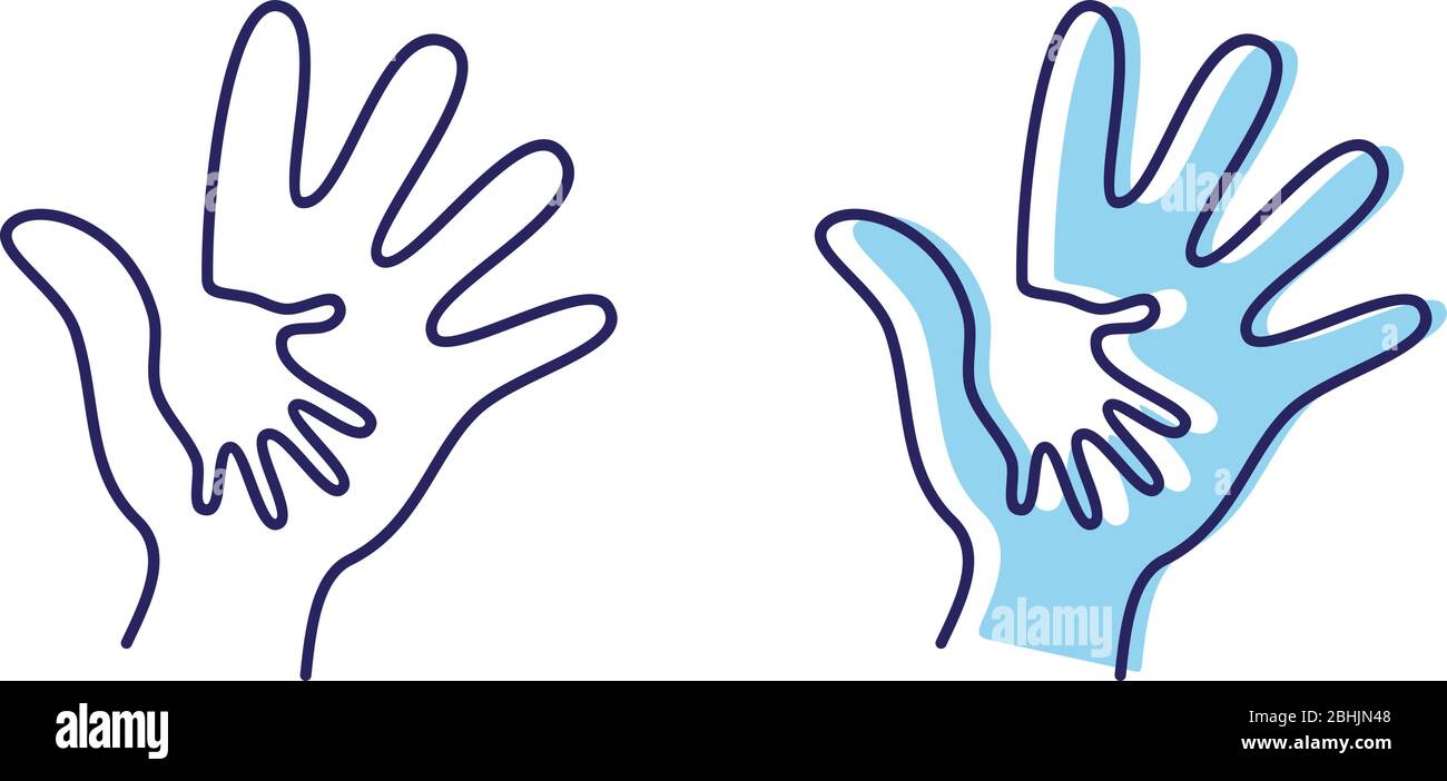 Vector abstract people hand icon symbol with bold outline. People in ...