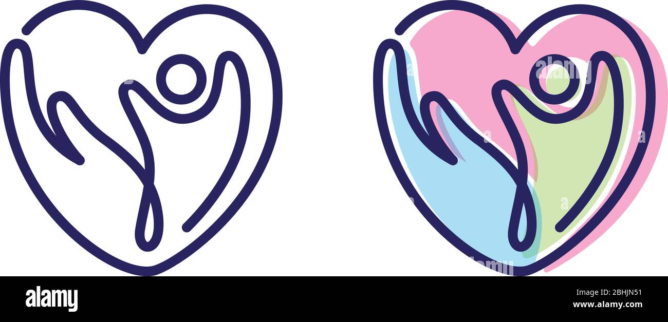 Vector abstract people and hand shaped love icon symbol with bold ...