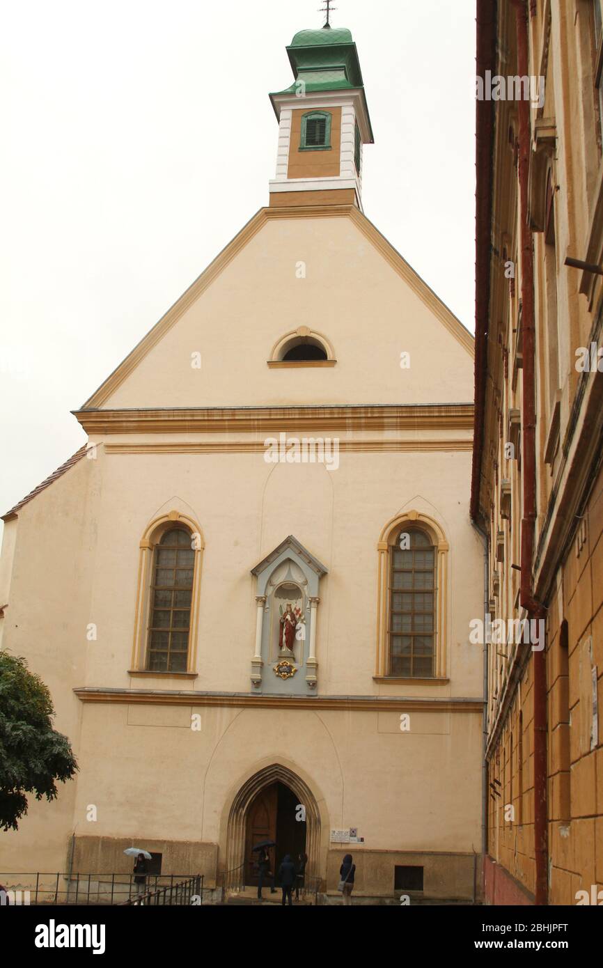 Sibiu, Romania. The 15th century Saint Ursula Roman Catholic Church ...