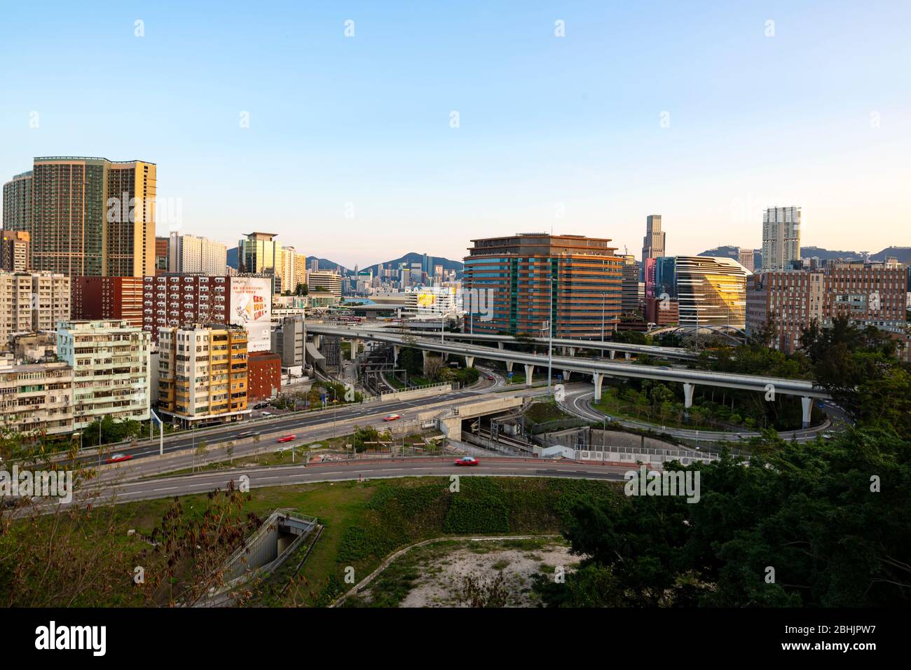 Kowloon in Hong Kong on Apr 12, 2020. This landscape also covers the ...