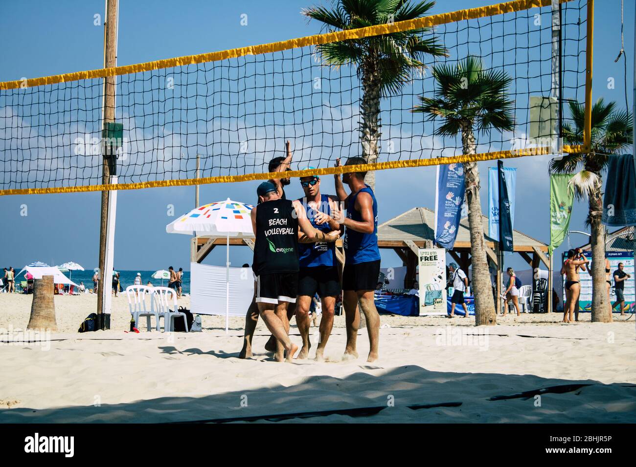 Tel Aviv Israel August 24, 2019 View of unknown Israeli people playing ...