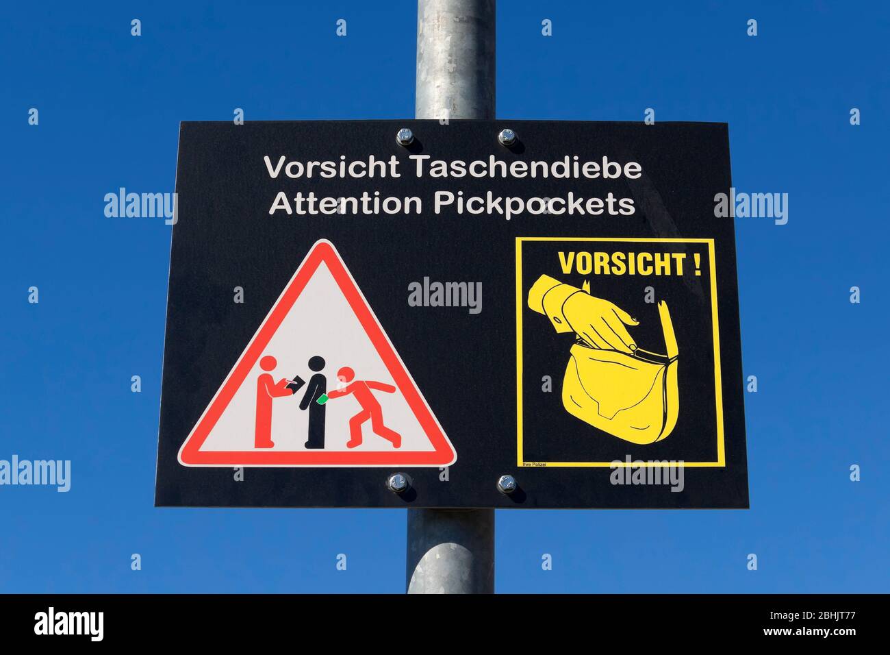 Warning of pickpockets at the Holocaust Memorial in Berlin Stock Photo ...