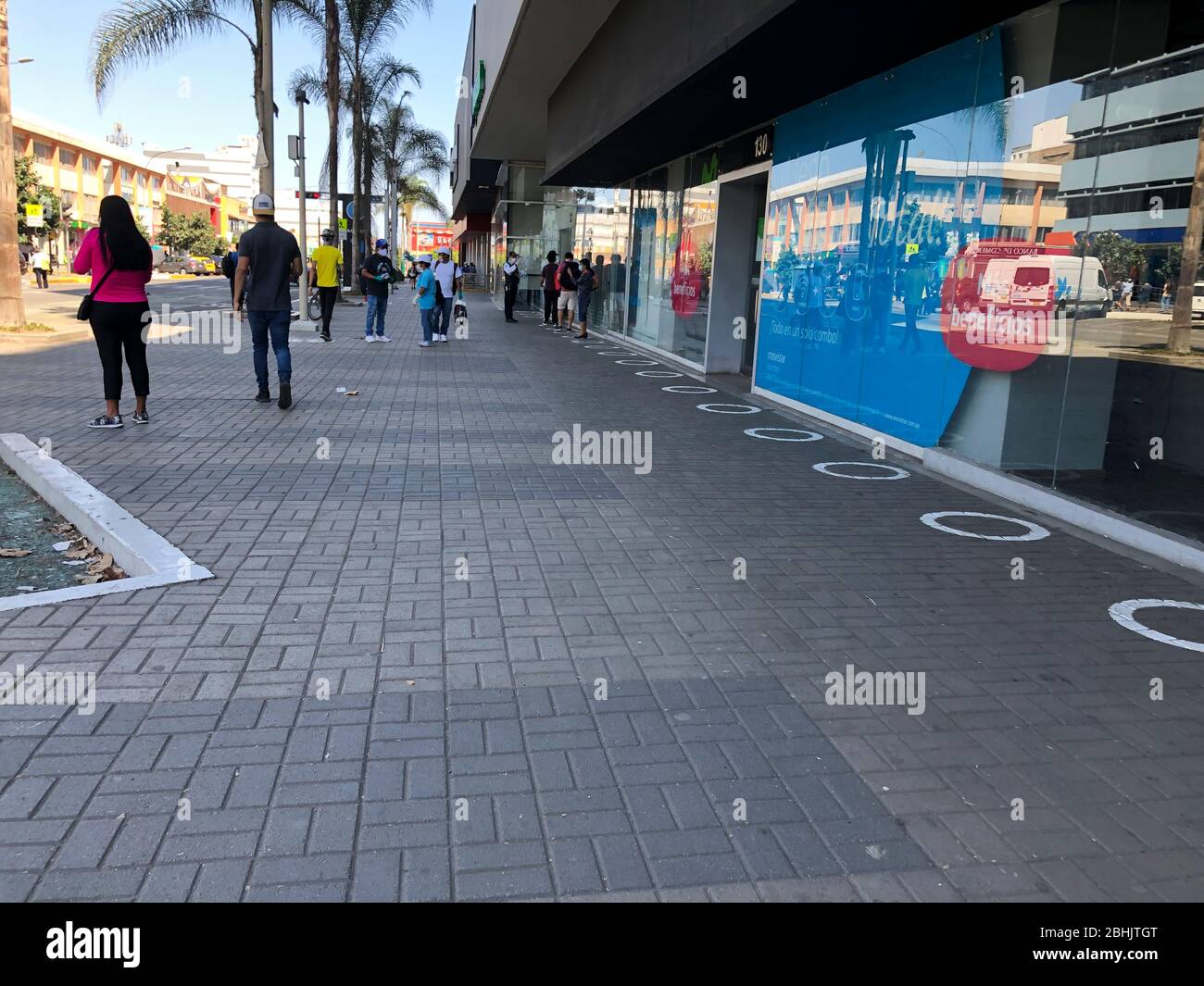 LIMA, PERU - APR 20TH 2020: People respecting the physical and social ...