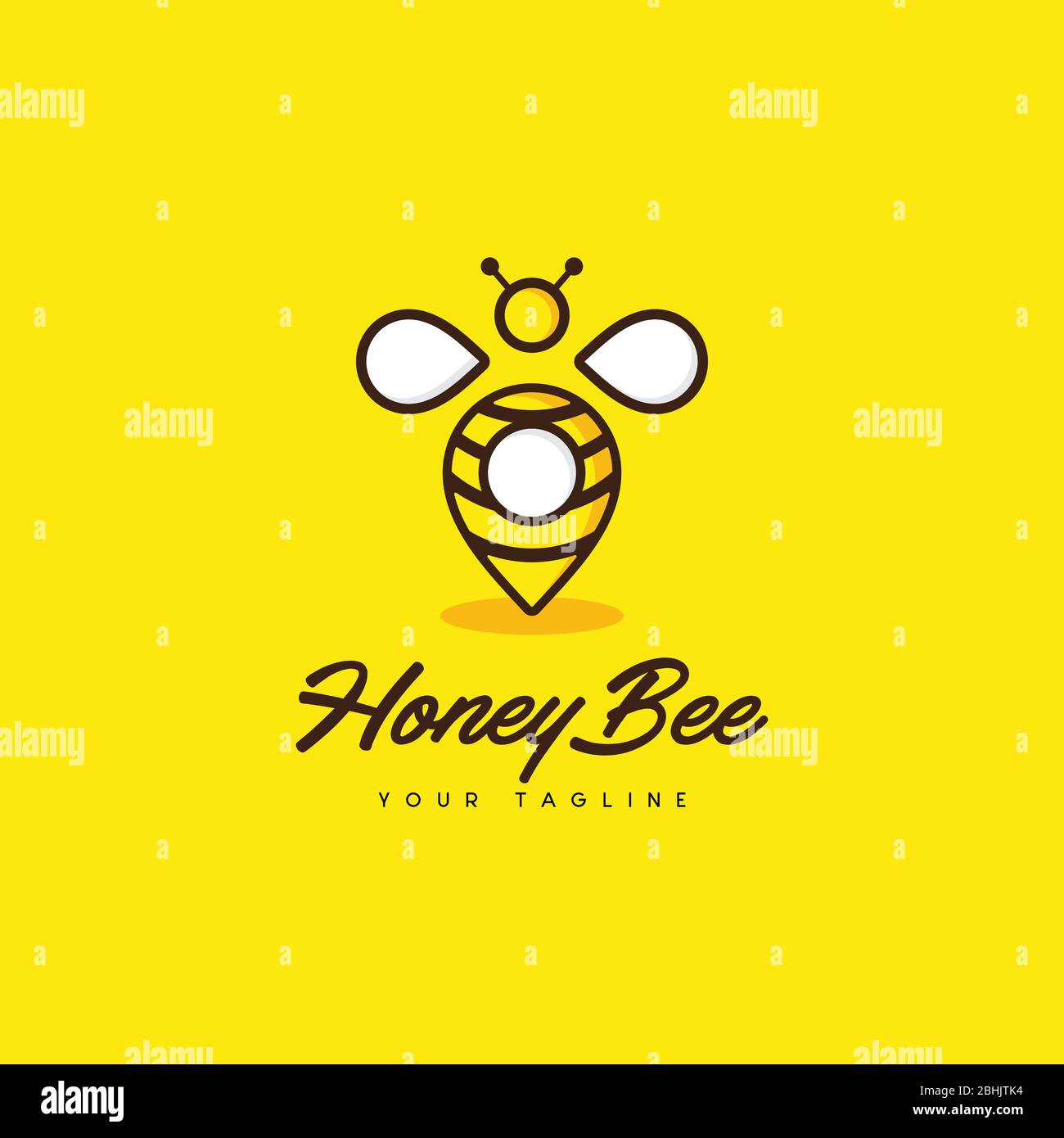 Pin pointer location for GPS shaped honey bee. Cute honey bee icon in ...