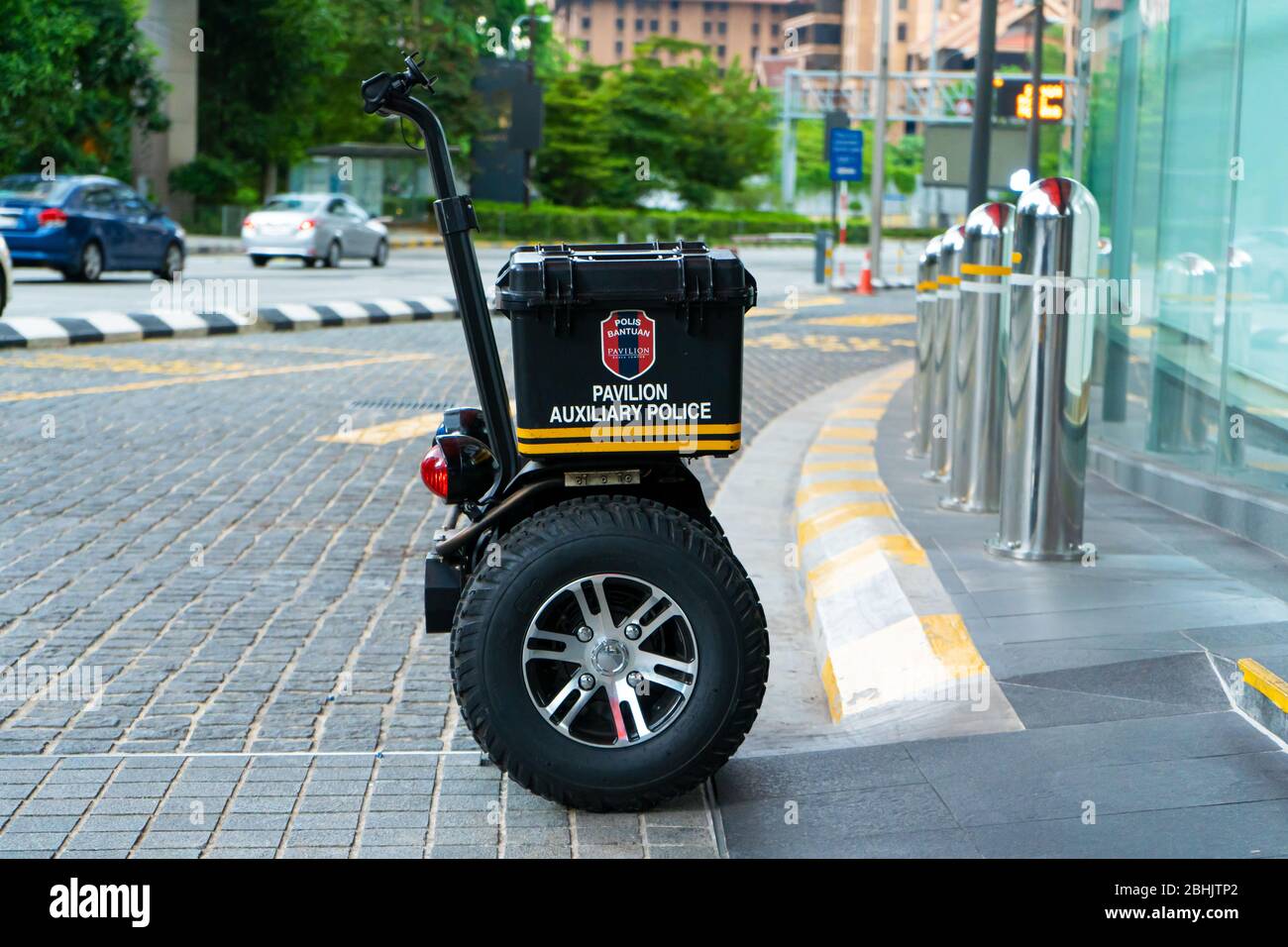 Patrol Segway electric scooter with flashing lights. The guarding and ...