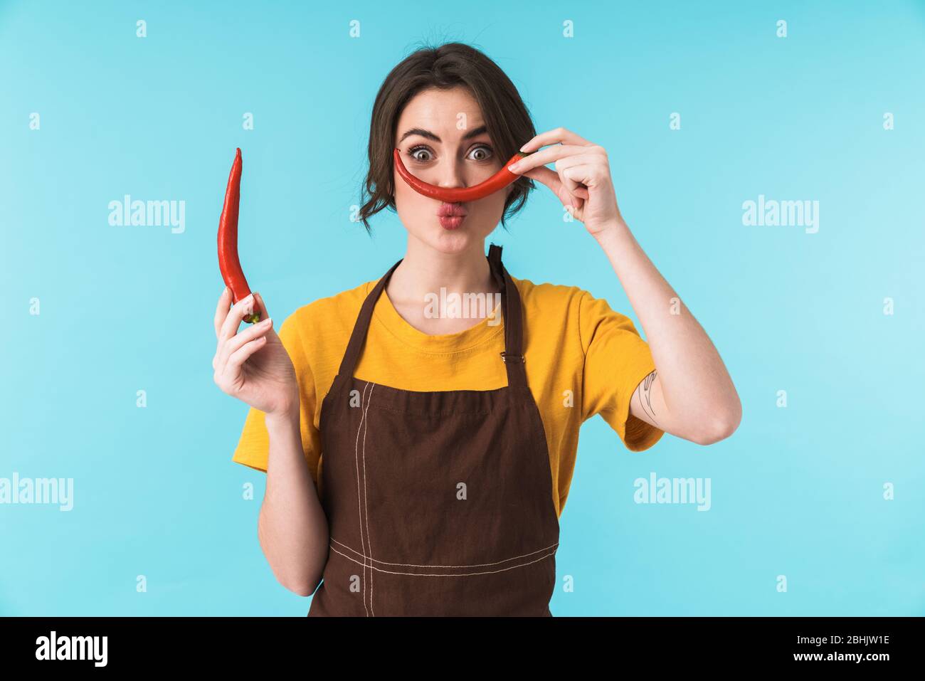 Beautiful girl pepper chili hi-res stock photography and images - Alamy