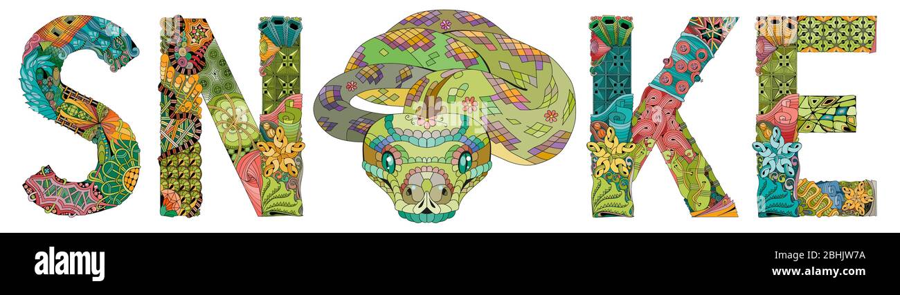 Word snake. Vector zentangle object for decoration Stock Vector Image ...