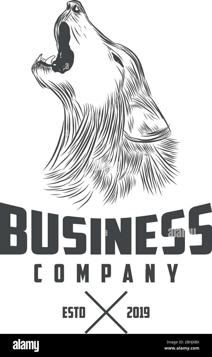 Sketch emblem design roar wolf in black style. Wolf icon trendy and ...